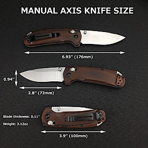 Manual Open North Fork 15031-2 Knife, Axis Lock Knife with 2.8 Inch D2 Steel Blade, Wood Handle, EDC Folding Pocket Knife with Thumb Stud, Belt Clip