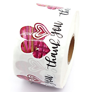 Littlefa Cute Pink Heart Shaped Thank You Small Business Stickers,Thank You Stickers,Bakeries Stickers,Handmade Stickers,Small Business Stickers, Envelopes Stickers, Gift Bags Packaging 500 PCS
