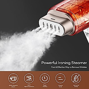 Newbealer Handheld Steamer for Clothes, Horizontal & Vertical Steaming, 2 Steam Levels 20s Heat Up, Foldable, Dry Ironing, Portable 1200W 180ml Fabric Wrinkle Remover with Brush and Anti-heat Glove