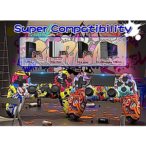 Gamrombo 【Upgraded 2 Pack Wireless Controller Replacement for PS4, Compatible with Playstation 4/Pro/Slim/PC Windows, Built-in 1000mAh Battery with Dual Vibration/6-Axis Motion Sensor/Audio Jack