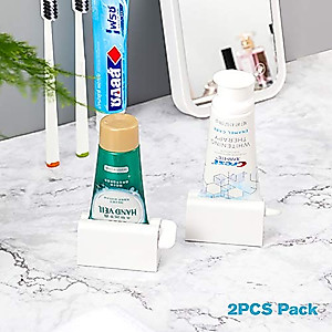 BEZOX Minimalist Toothpaste Tube Squeezers(Set of 2), Toothpaste Roller Squeeze Tool, Eco-Friendly Toothpaste Holder Dispenser - White