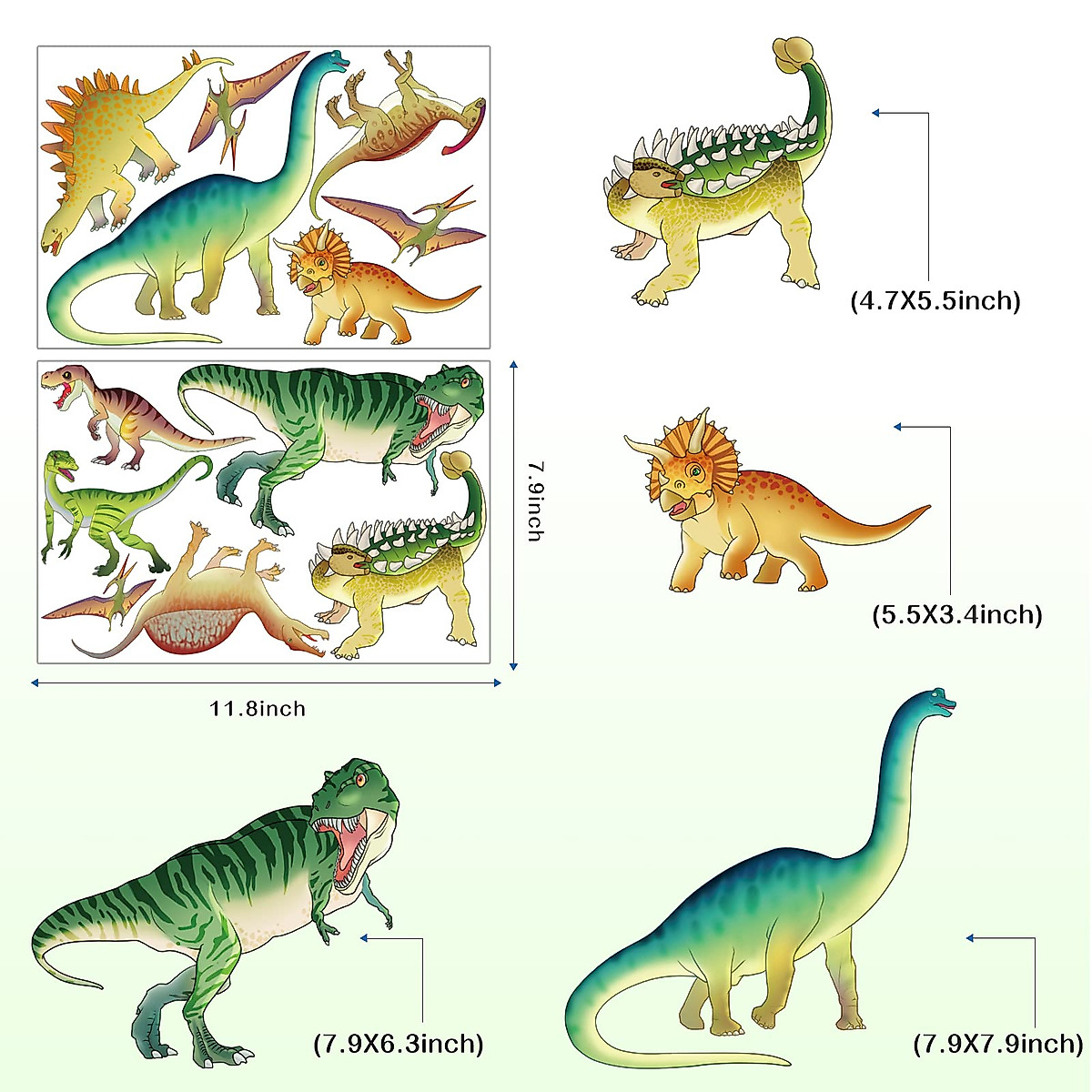 MESU Dinosaur Glow in The Dark Stickers Luminous Wall Decals Ceiling Decor for Boys Room Nursery Kids Gift Dinosaur