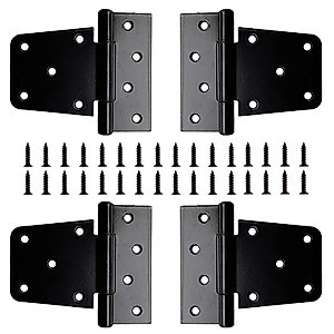 3.5 inch Heavy Duty Gate Hinge Fence Hinge Door Barn Gates Hinges,Black Wrought Hardware Iron Rustproof with Stainless Steel Screws(Pack of 4)