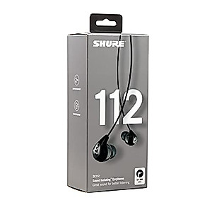 Shure SE112 PRO Wired Earbuds - Professional Sound Isolating Earphones with Single Dynamic MicroDriver, Secure In-Ear Fit, Fixed Cable, Durable Quality - Gray (SE112-GR)