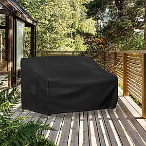 Richwon Outdoor Couch Cover Waterproof, 4-Seater Outdoor Sofa Cover, Patio Furniture Covers with Air Vent and Handles, 104W x 40D x 33H Inches, Black