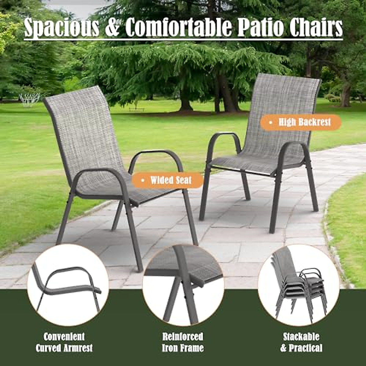 Amopatio Patio Dining Set for 4, Outdoor Table and Chairs Set