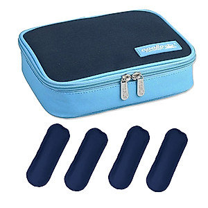 Goldwheat Insulin Cooler Travel case Diabetic Medication Cooler Organizer Medical Insulation Cooling Bag with 4 Ice Packs