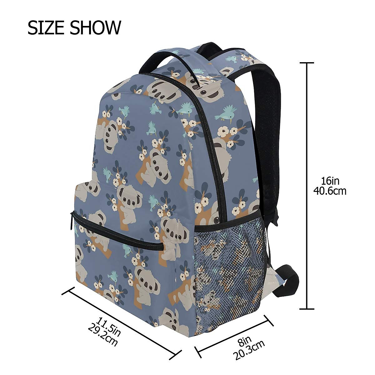 Koala Floral School Backpack for Boys Girls Bookbag Travel Bag