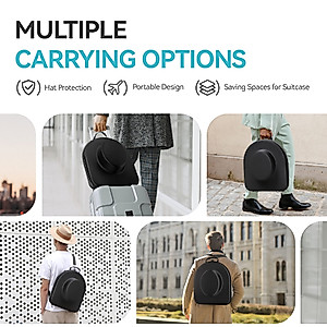 Gelozid Hat Box Holder Case for Travel, Hard Travel Hat Case for Mens Fedora Hats, Crush-Proof Box for Fedora Hat Storage, Hat Carrier with Adjustable Strap, Lightweight and Classy for Travel