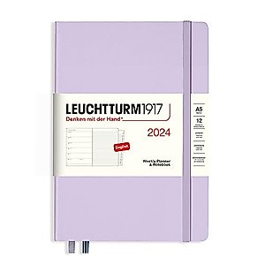LEUCHTTURM1917 - Weekly Planner & Notebook 2024 with extra booklet, Hardcover, Medium (A5), Lilac (Jan 1 - Dec 31, 2024)