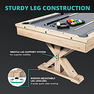 Freetime Fun Rockford 7-FT 3 in 1 Multi Game Featuring Pool Dining Table and Table Tennis Tables, Storage Benches and Upgraded Accessories Kit Included