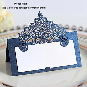 100 Pcs Table Place Cards with White Inserts - Crown Tent Cards Name Cards for Wedding, Banquets, Buffet, Bridal Shower, Birthday Party, Meetings, Dinners (Navy Blue)