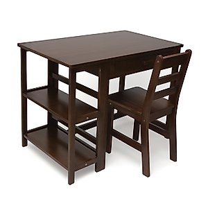Lipper International 584WN Child's Work Station Desk and Chair, Walnut Finish