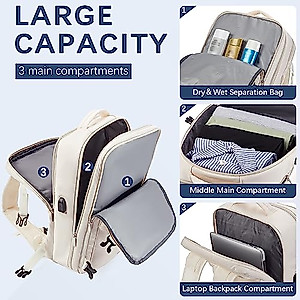 BOSTANTEN Travel Backpack for Women- Flight Approved Carry On Backpack, 15.6" Laptop Backpack Large Lightweight Weekender Bag