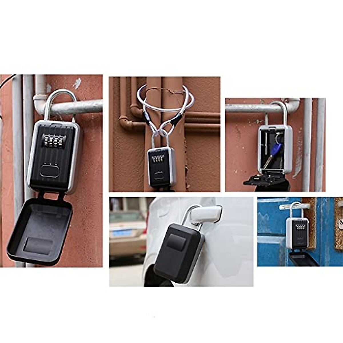 RAZZUM Solid Kitchen Hallway Furniture Key Cabinet Wall-Mounted Key Storage Box Outdoor Homestay Password Unlock Metal Padlock Key Box Gift