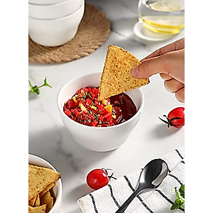 Sweese Porcelain Bouillon Cups, 8 Ounce Small Dessert Bowls, Soup Dipping Sauce Bowls Set of 6, Microwave and Dishwasher Safe, White, No. 107.001