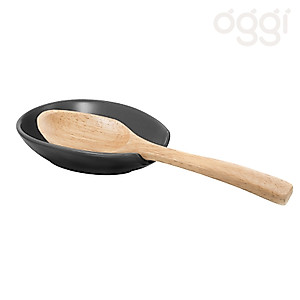 OGGI Spooner Ceramic Spoon Rest- Spoon Rest for Stove Top, Spoon Holder for Countertop, Kitchen Decor for Counter, Coffee Bar Accessories, Gray