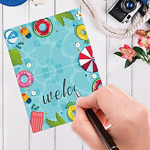 24 pcs Pool Party Place Cards and Name Cards for table setting, Summer Beach Themed food labels for party buffet for Baby Shower and Birthday Party Decorations (Pool)