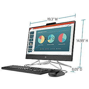 HP All-in-One Desktop, 22" FHD Touchscreen, AMD Ryzen 3 3250U Processor, 12GB RAM, 256GB SSD, Webcam, HDMI, RJ45, DVD-RW, Wi-Fi, Wired Keyboard & Mouse, Windows 11 Home, Black