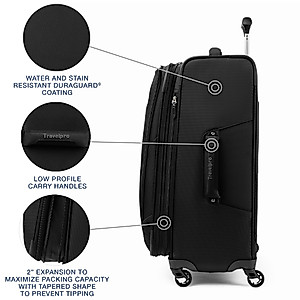 Travelpro Maxlite 5 Softside Expandable Luggage with 4 Spinner Wheels, Lightweight Suitcase, Men and Women, Black, Checked-Medium 25-Inch