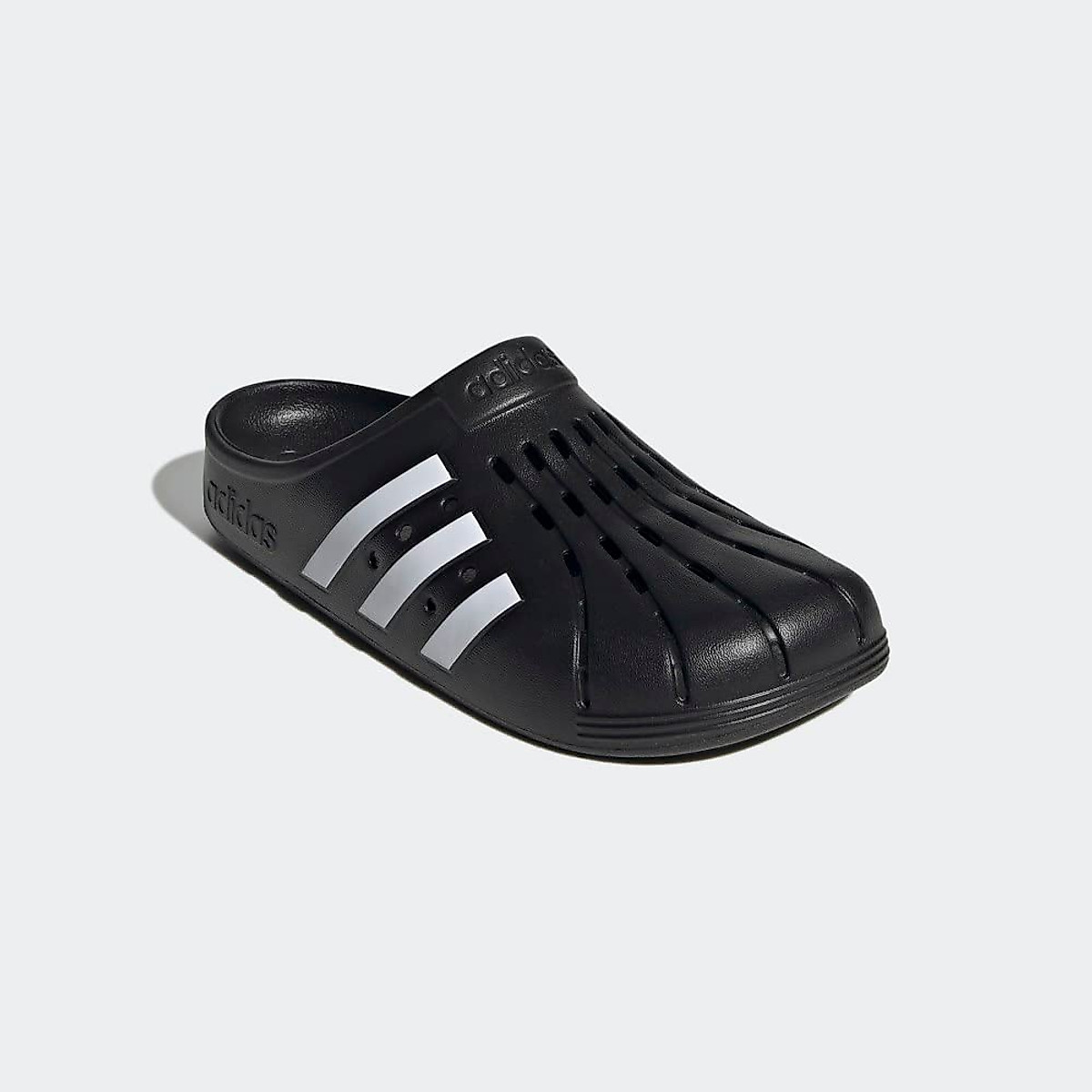 adidas Unisex Adilette Clogs Slide Sandal, Core Black/White/Core Black, 7 US Women/6 US Men