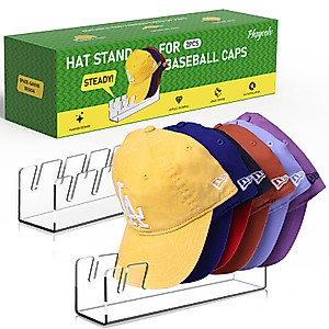 Phsycolv 2024 New Hat Stand for Baseball Caps Display and Organizer, No Install Acrylic Hat Holder for 14 Baseball Caps for Bedroom, Closet, Dresser (2PCS), Unique Gift for Hat lovers