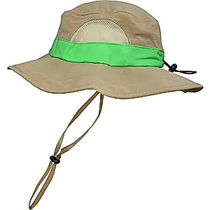 Eagle Eye Explorer S/M Combination Set Safe for Boys and Girls: 1 Tan Cargo Vest for Kids with Reflective Safety Straps & 1 Floppy Bucket Sun Hat with Chin Strap. Color: Tan