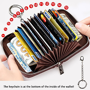 FurArt Credit Card Wallet, Zipper Card Cases Holder for Men Women, RFID Blocking, KeyChain Wallet, Compact Size