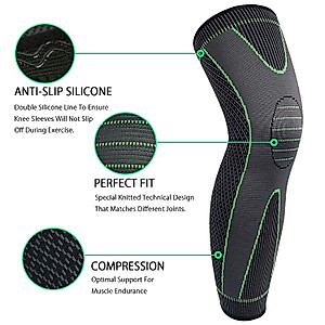 Full Leg Sleeves Long Compression Leg Sleeve Knee Sleeves Protect Leg, for Man Women Basketball, Arthritis Cycling Sport Football, Reduce Varicose Veins and Swelling of Legs