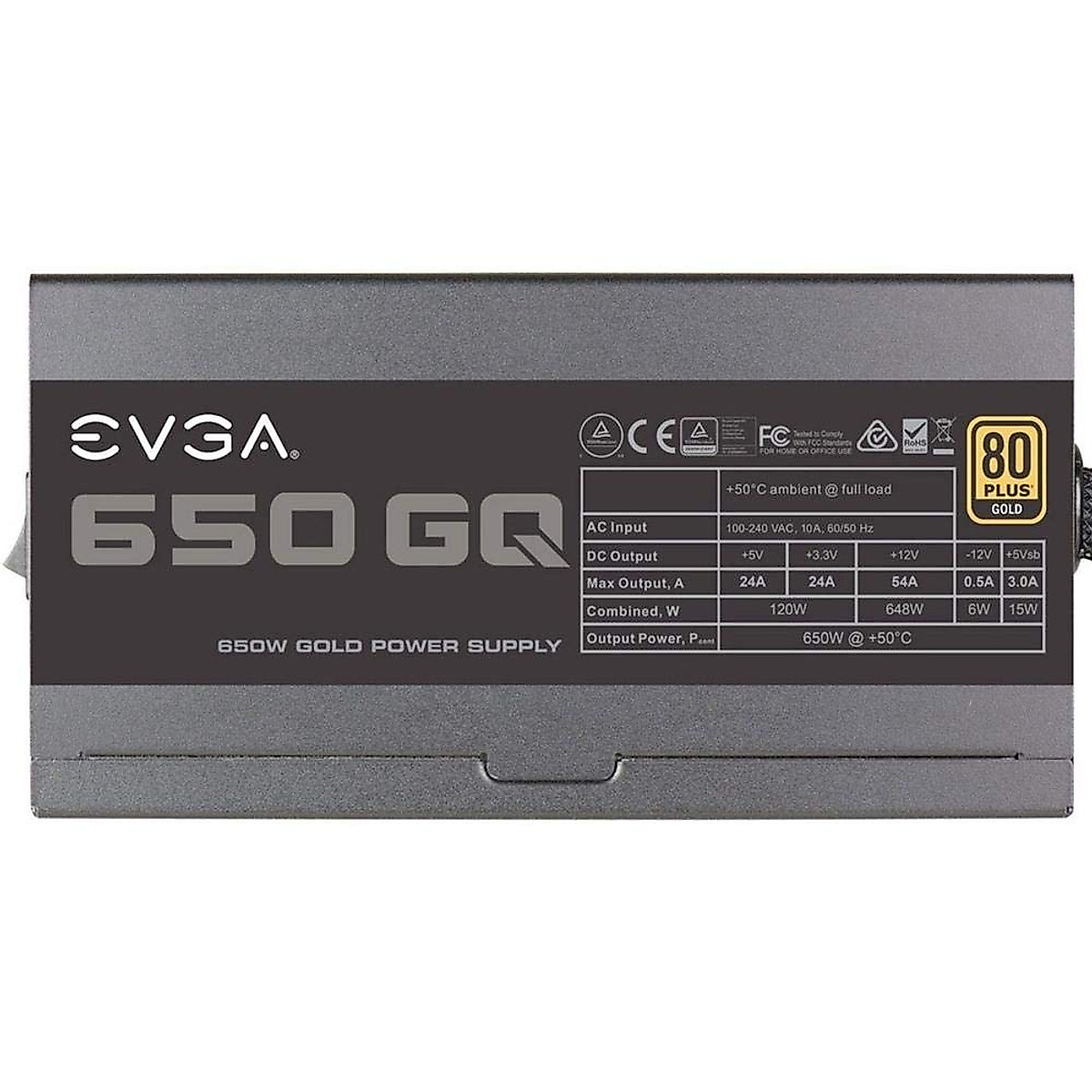 EVGA 210-GQ-0650-V1 650 GQ, 80+ GOLD 650W, Semi Modular, EVGA ECO Mode, 5 Year Warranty, Power Supply, Black