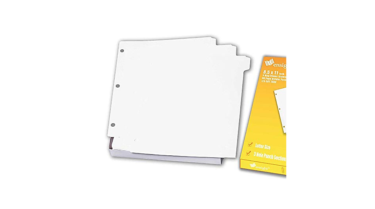 3 Ring Page Dividers Bulk with Rewritable Tabs - Ensight