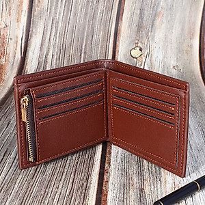 Drawelry Custom Photo Wallet for Men, Gift for Father's Day Personalized Engraved Name Mens Leather Wallets for Dad Husband Boyfriend Son