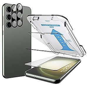 Mowei [3+2 Pack] Screen Protector Compatible with Samsung Galaxy S23 [Fully Support Fingerprint] 3X Tempered Glass and 2X Camera Lens Protector for S23 [Impact & Scratch Protection]