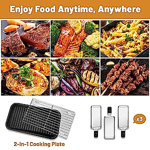 SUEWRITE Electric Smokeless Indoor Grill, Electric Grill Non-Stick Cooking Removable Plate, Portable Korean BBQ Grill with Removable Temperature Control, Dishwasher Safe, 1500W
