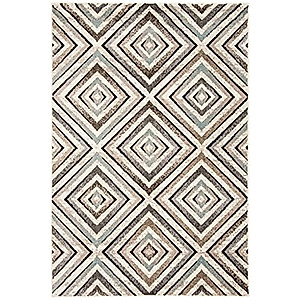 SAFAVIEH Amsterdam Collection 5'1" x 7'6" Cream/Beige AMS109A Diamond Geometric Non-Shedding Living Room Bedroom Area Rug