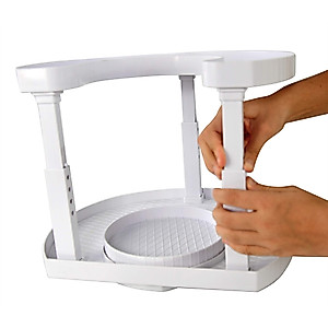 HOME-X Rotating Spice Rack, Lazy Susan Cabinet Organizer, Pantry Rack, Medicine Cabinet Organizer, Rotating Storage, 13" L x 10 ¾" W x 10 ¼” H, White