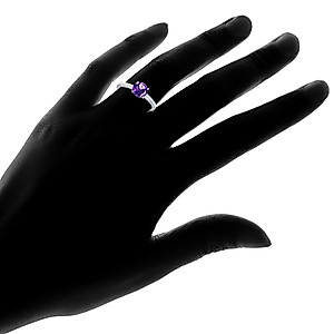 Ice Gems Sterling Silver African Amethyst 8mm Round Solitaire Bridal Engagement Ring, Size 5
