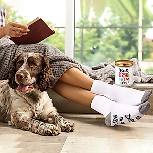 Zopeal Dog Mom Gifts for Women Dog Lover Funny Gifts Include 16 oz Tumbler Makeup Bag Canvas Tote Bag Aromatherapy Candle Socks Bracelet Keychain Gift Card for Mothers Day Birthday Appreciation Gift