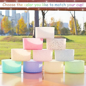 WORBSS Aqua Glitter Silicone Boot Sleeve for Stanley Cup Accessories 40oz & Hydro Flask 18-24oz & Simple Modern Tumbler Wide Mouth Water Bottle Protector Bottom Sleeve Cover Bumper for Your Trip