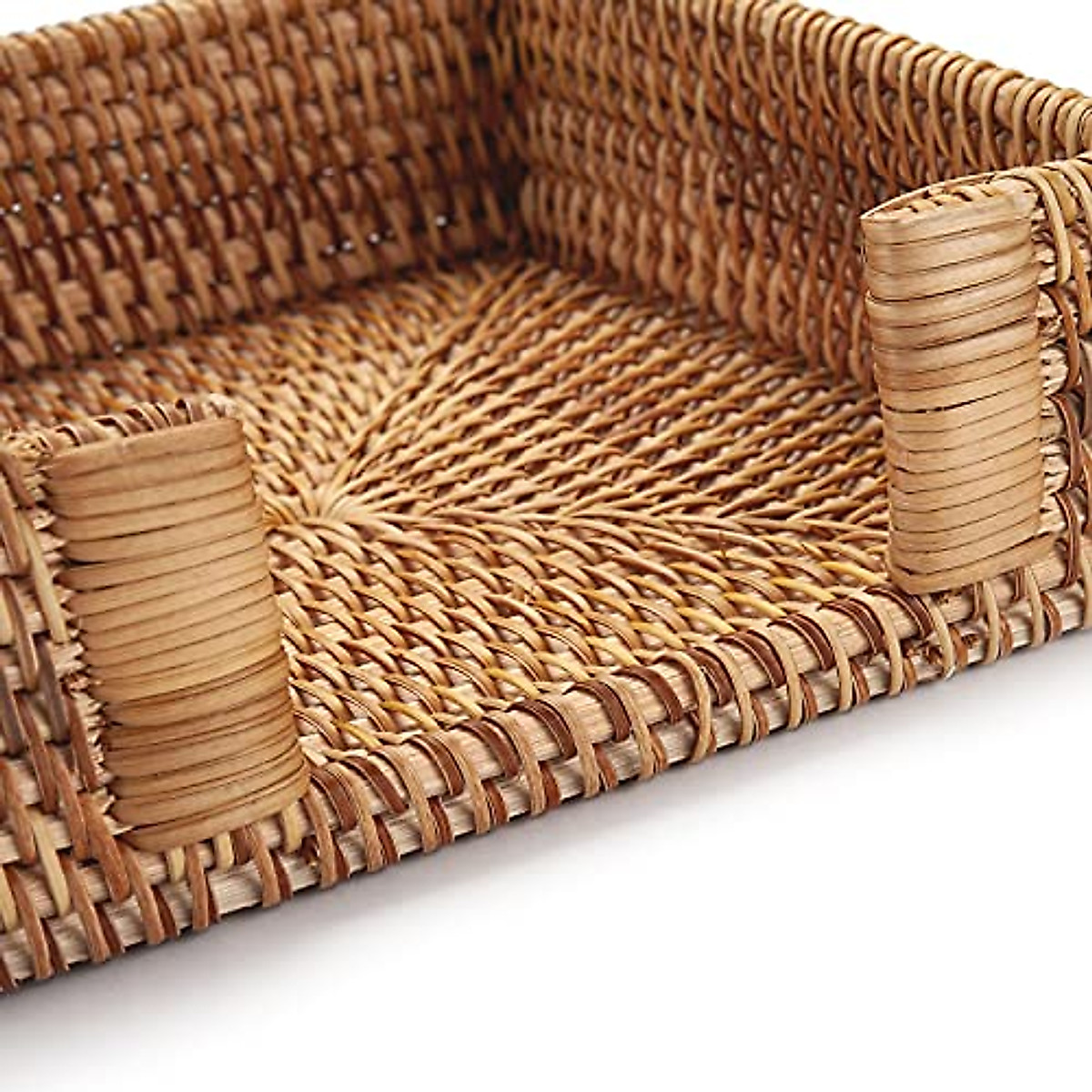 Rattan Napkin Holder Square, 7.5" x 7.5" x 2.5", Wicker Napkin Tray, Woven Guest Towel Holder for Restaurant/Kitchen/Bathroom