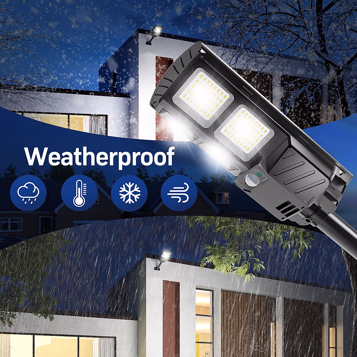 RKLAMPTECH Solar Street Lights Dusk to Dawn Solar Parking Lot Lights with Motion Sensor Remote Control, Commercial Solar Lights for Outside, Backyard, Garage, Farm, Garden - 2 Pack - 400W