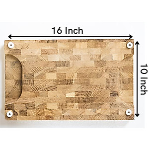 ChallahGram, End grain wood cutting board - chopping block - Large cutting board 16 x 10 kitchen butcher block oak cutting board non slip cutting board with feet - wooden chopping board - Shabbos