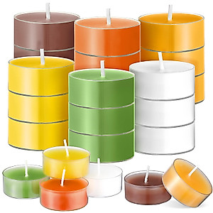 Conelist 24 Pack Colored Scented Tealight Candles Bulk Small Mini Fragrance Tea Lights in Clear Cups Colored Tea Warmer Candles Aromatherapy Relaxing Mini Candles (Fall Color)