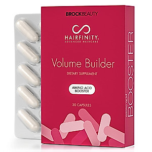 Hairfinity Volume Builder Amino Acid Booster for Thinning, Damaged Hair - Protein Rich Amino Acids to Support Thicker, Fuller Hair Growth and Boost Hair Vitamins - 30 capsules (1 month supply)