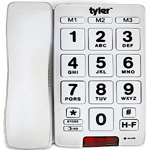 Tyler TBBP-3-WH Big Button Corded Phone with Speakerphone for Seniors and Ease of Use