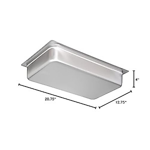 Carlisle FoodService Products Durapan Full-Size Steam Table Pan for Catering, Buffets, Restaurants, Stainless Steel, 4 Inches Deep, Silver, (Pack of 6)