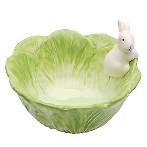 Easter Candy Dishes Easter Bunny Bowl Ceramic Rabbit Bowl Easter Candy Bowl Snack Appetizers Nut Dish Table Decoration Salad Bowl With Cabbage Rabbit Shaped Candy Bowls for Kids