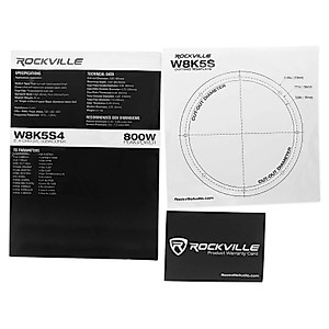 Rockville K5 W8K5S4 8" 800w 4 Ohm Car Audio Subwoofer Sub 200w RMS CEA Rated!, Black