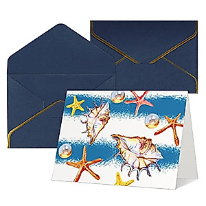 PAILON Starfish and Conch Thank You Cards With Envelopes, Blank Greeting Note Cards With Envelopes Blank Inside, Funny Birthday Cards For Women Men, Thank You Card For Wedding Business,Graduation