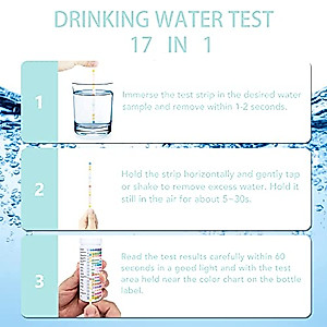 17 in 1 Water Test Kit, Testing for Drinking Water Quality (Well and Tap Water), Fast and Accurate pH Test Strips, Drinking Water Test Kits,100 Pieces Each